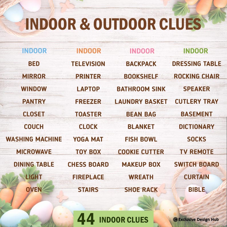Easter Scavenger Hunt Easter Treasure Hunt for Kids Easter Egg Hunt ...