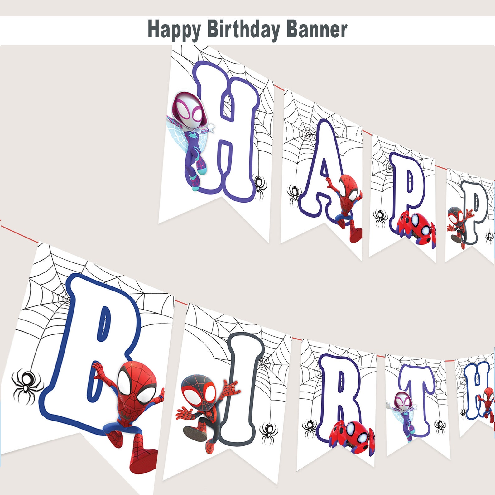 Spidey Birthday Banner Spidey and His Amazing Friends Decoration Ghost ...