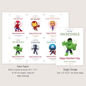 Superhero Valentine's Day Cards Super Hero Classroom Valentines Cards ...