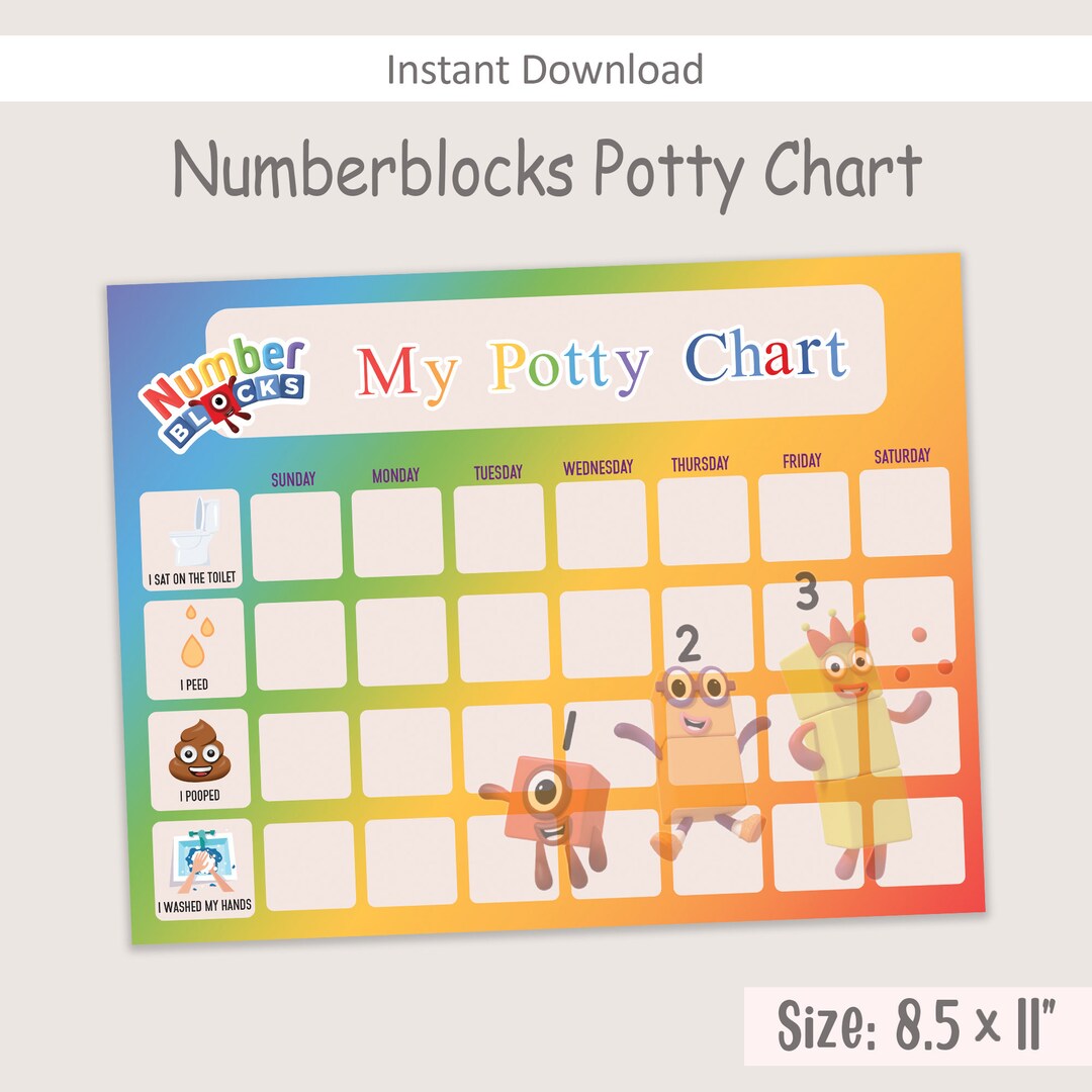 Numberblocks Potty Training Chart Numberblock Toddler Bathroom Routine ...