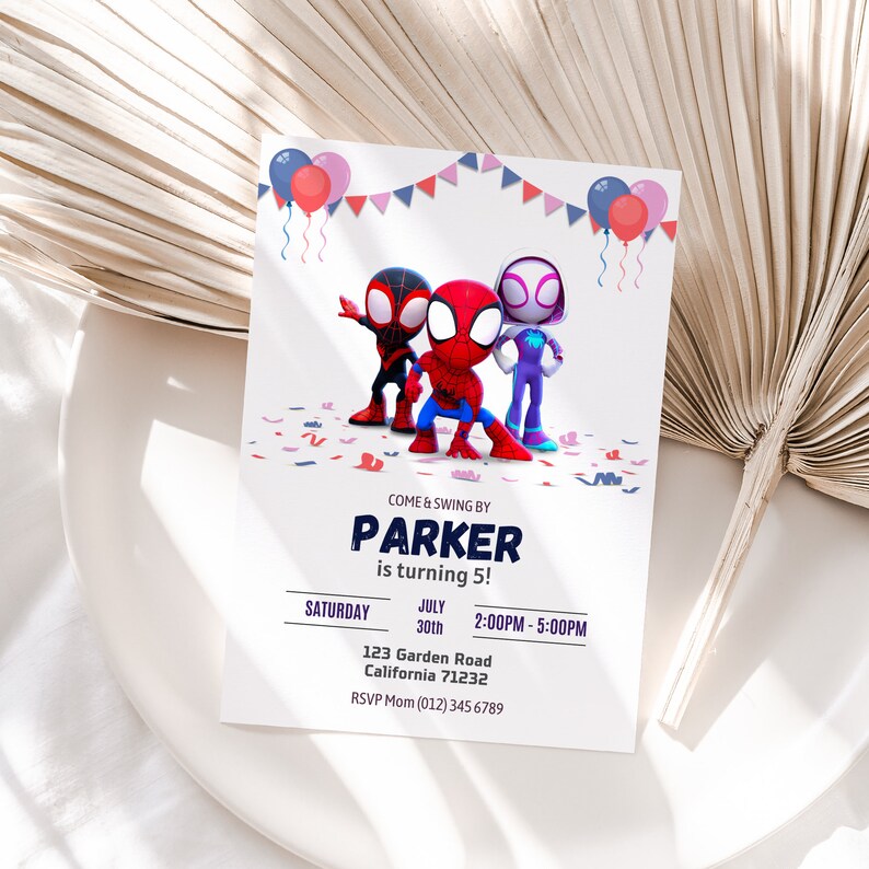 Spidey and His Amazing Friends Birthday Invitation Spidey Invitation ...