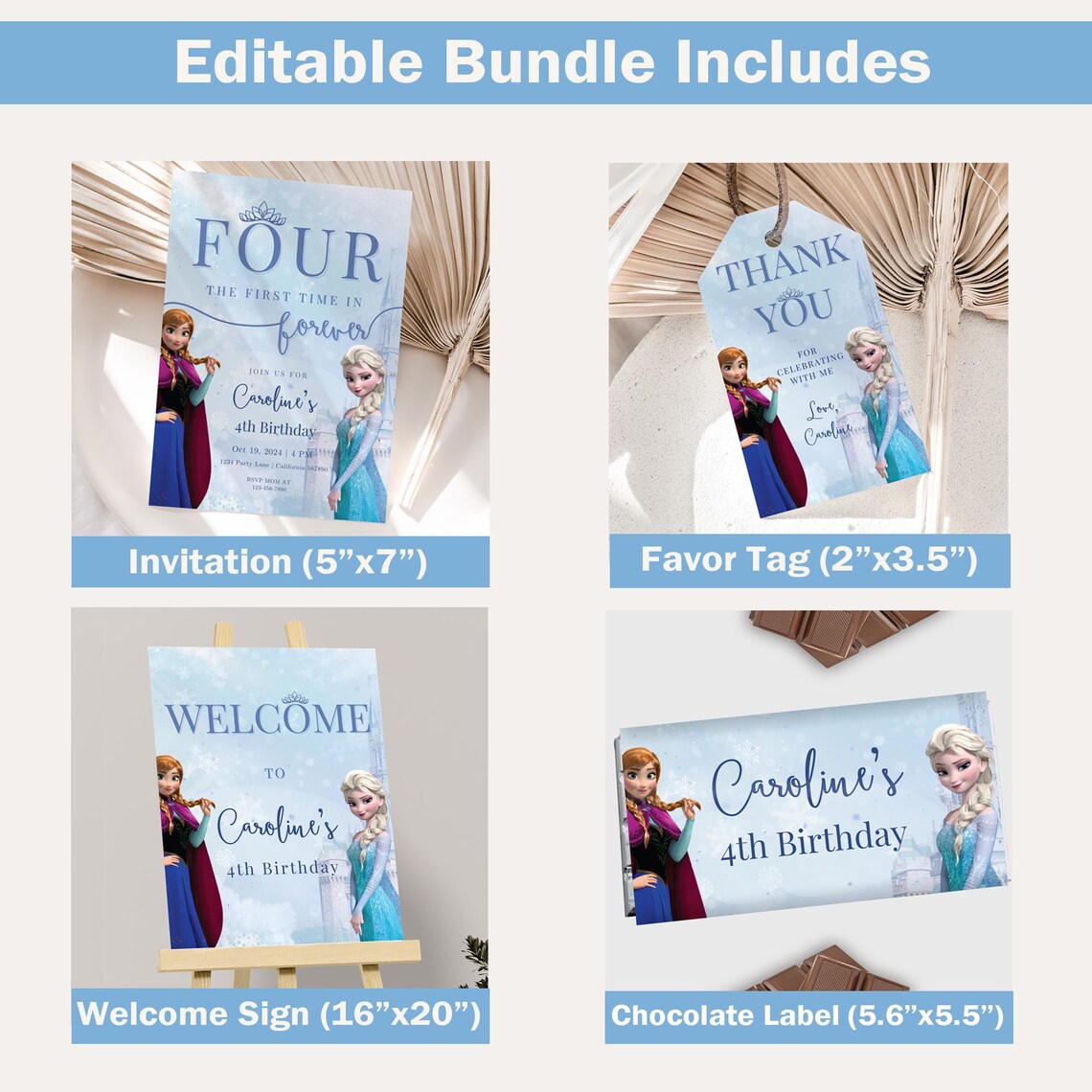 Frozen Four the First Time in Forever Birthday Invitation Bundle Frozen ...