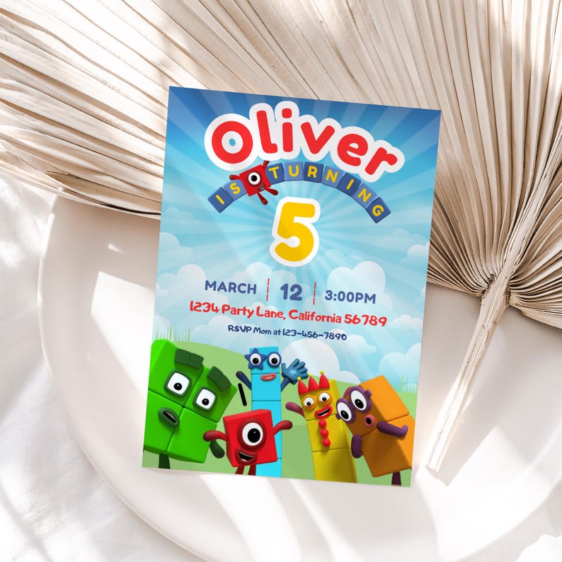 Numberblocks Birthday Invitation Numberblock Invitation Number Blocks ...