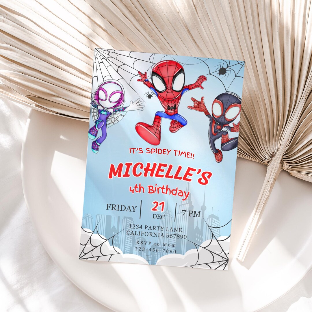Spidey and His Amazing Friends Birthday Invitation Spidey Birthday ...