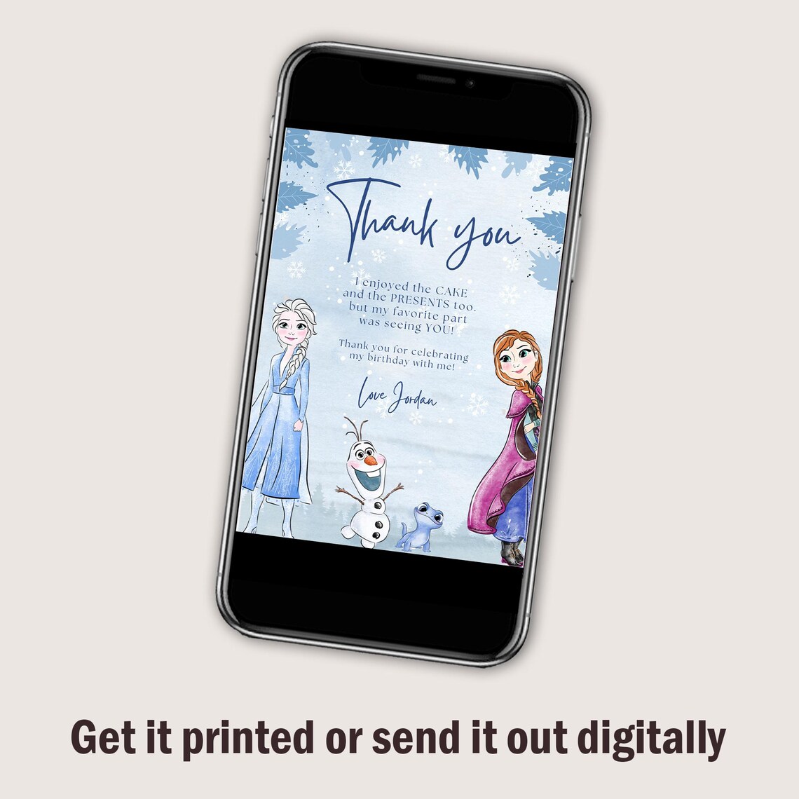 Frozen Thank You Card Frozen Thank You Note Frozen Birthday Elsa Thank ...