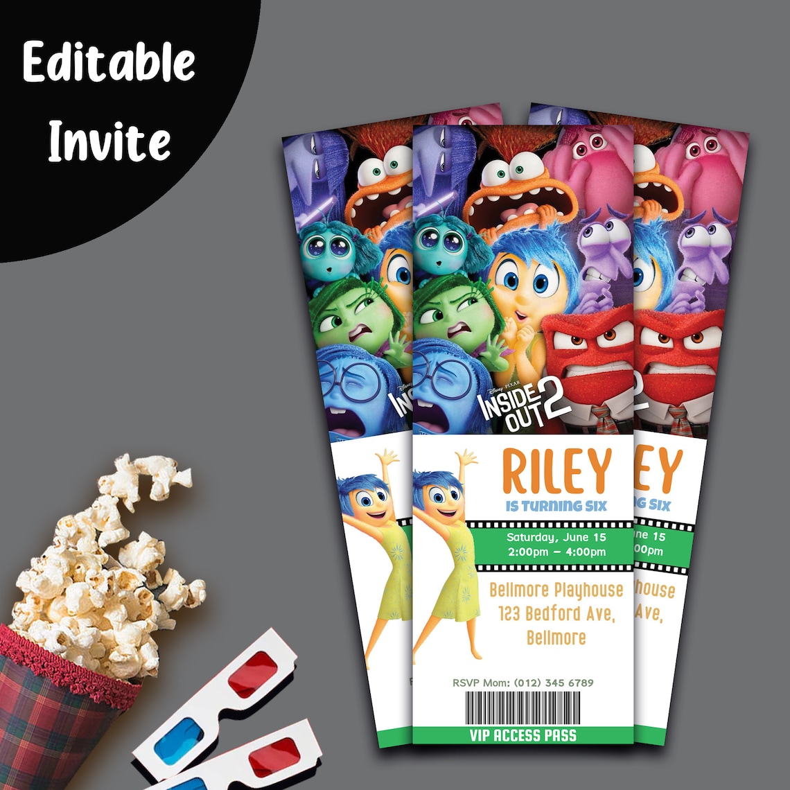 Inside Out Birthday Invitation Invite Inside Out Invitation Inside Out ...