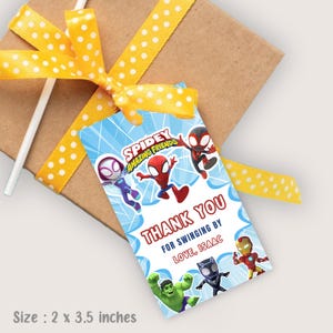 Spidey and His Amazing Friends Thank You Tags Spidey Party Favors ...