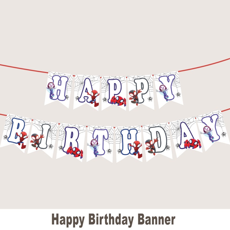 Spidey Birthday Banner Spidey and His Amazing Friends Decoration Ghost ...