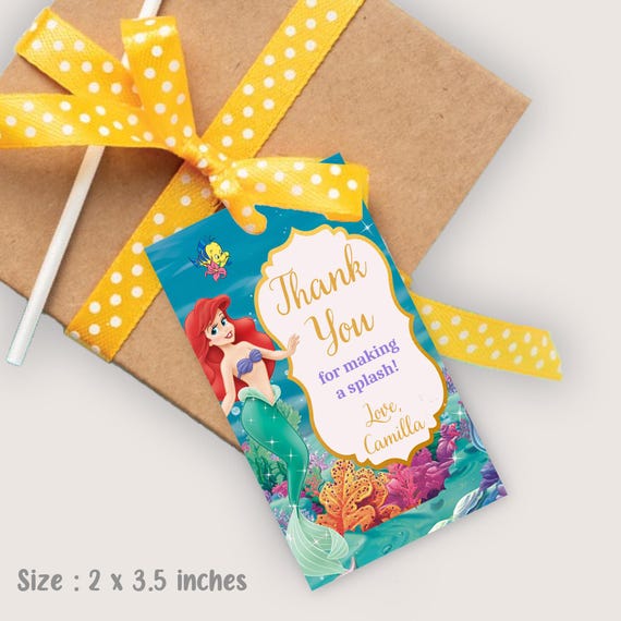 Little Mermaid Gift Tags Mermaid Thank You Tags Birthday 24 Pcs With