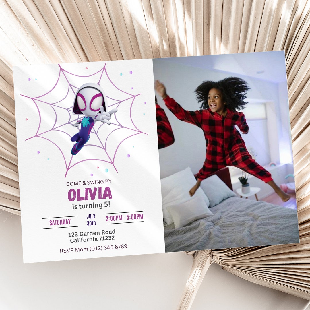 Ghost Spider Birthday Invitation With Photo Spidey and His Amazing ...