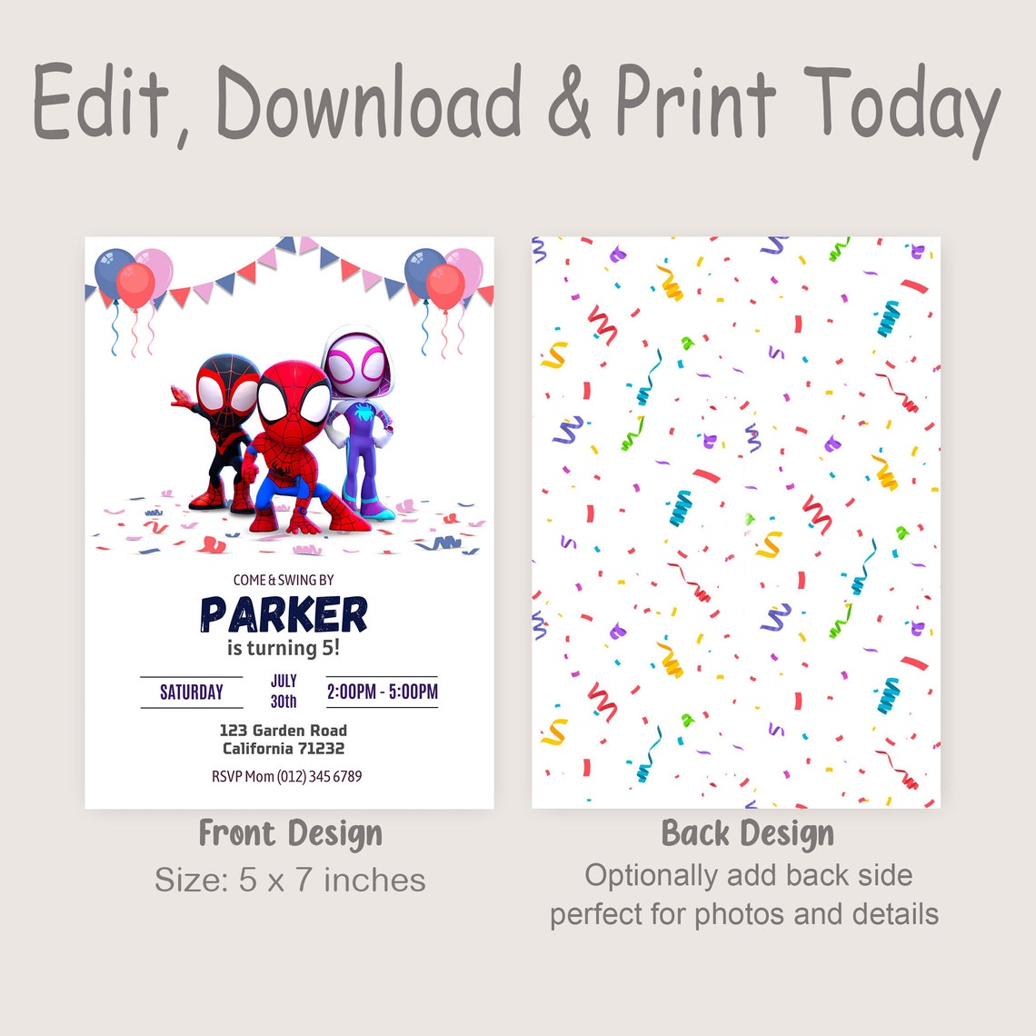 Spidey and His Amazing Friends Birthday Invitation Spidey Invitation ...