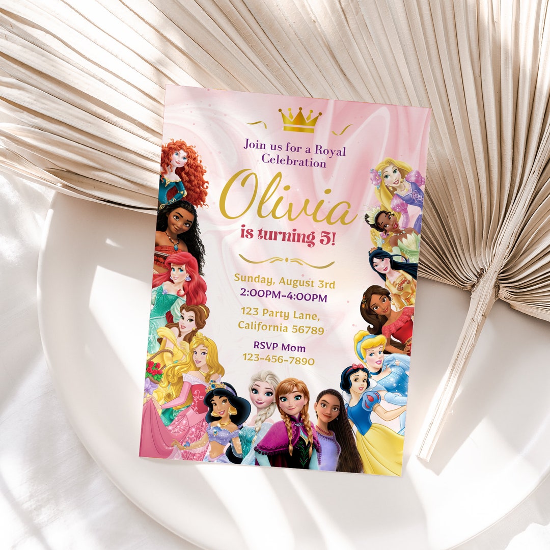 Princess Birthday Invitation Princess Invitation Princesses Theme Party ...