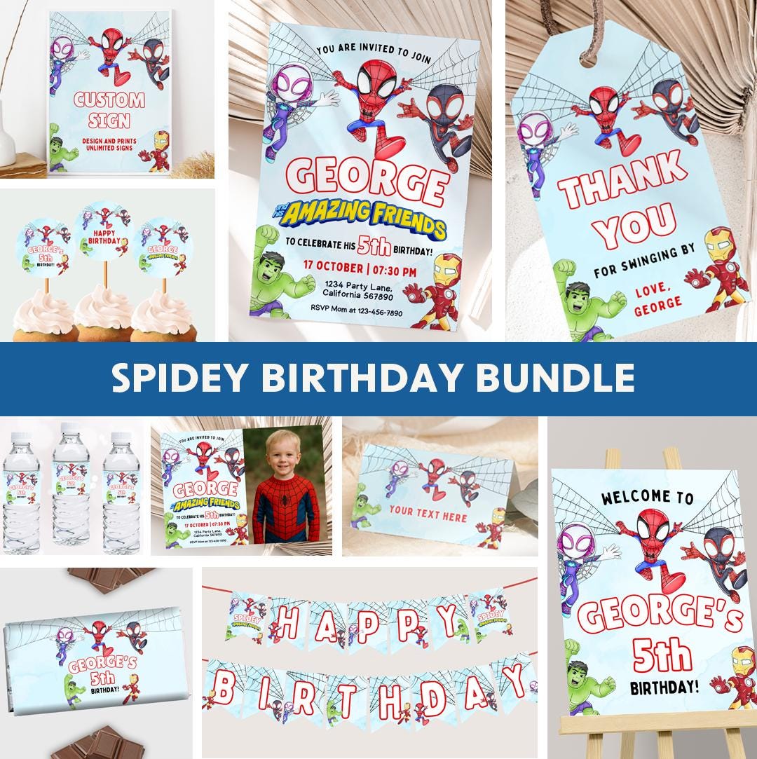 Spidey and His Amazing Friends Birthday Invitation Bundle Spidey ...
