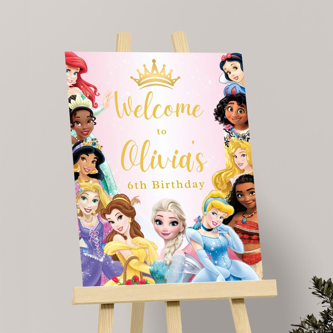 Princess Welcome Sign Princess Birthday Sign Princesses Welcome Poster ...