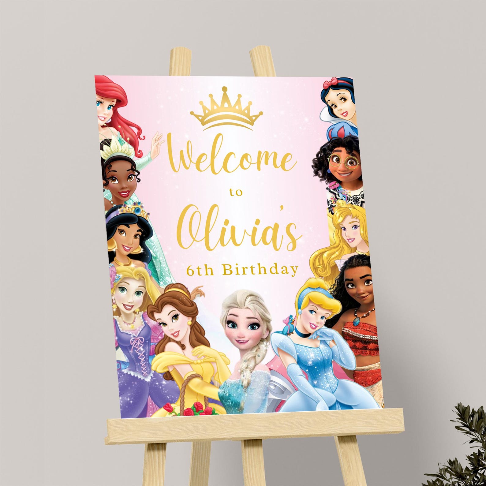 Princess Welcome Sign Princess Birthday Sign Princesses Welcome Poster ...