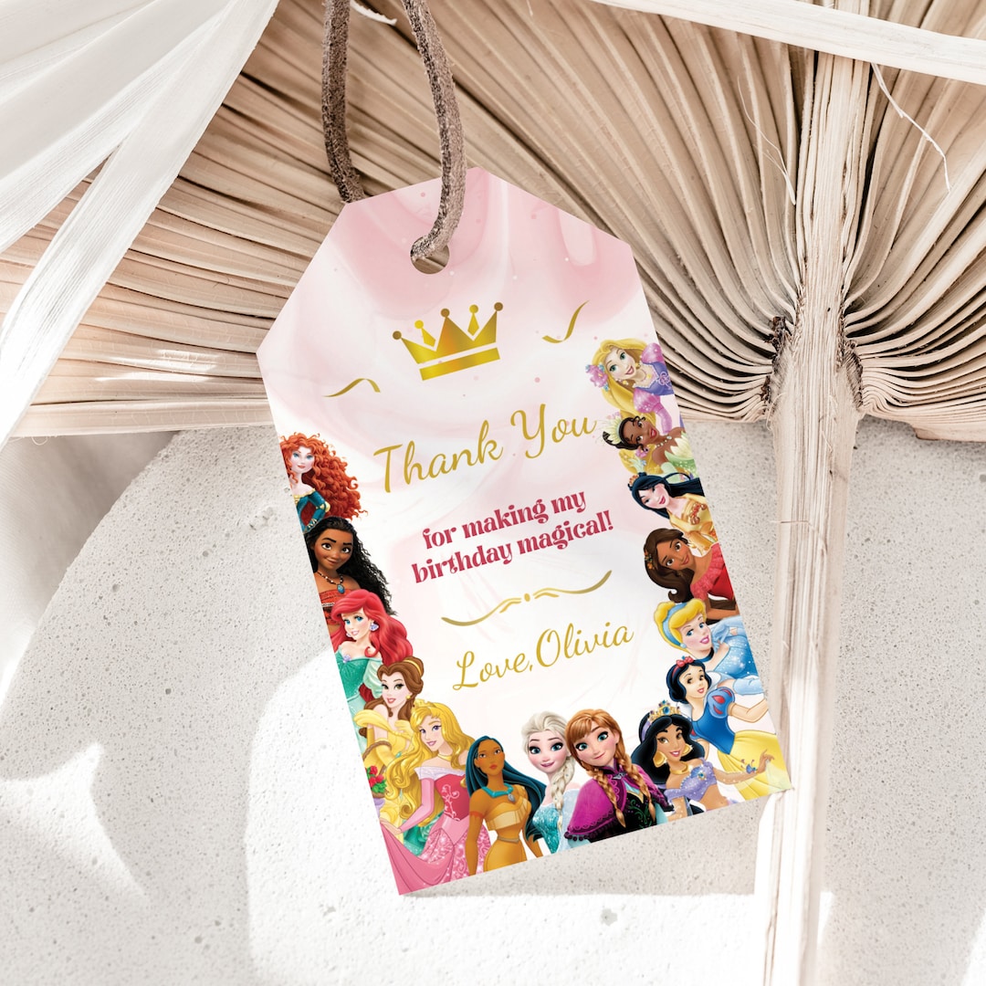 Princess Thank You Tags Princess Birthday Party Favor Tags Princesses ...