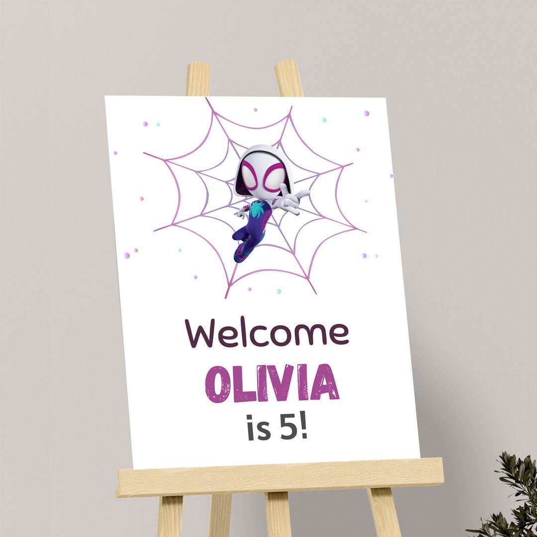 Ghost Spider Welcome Sign Spidey and His Amazing Friends Birthday Sign ...
