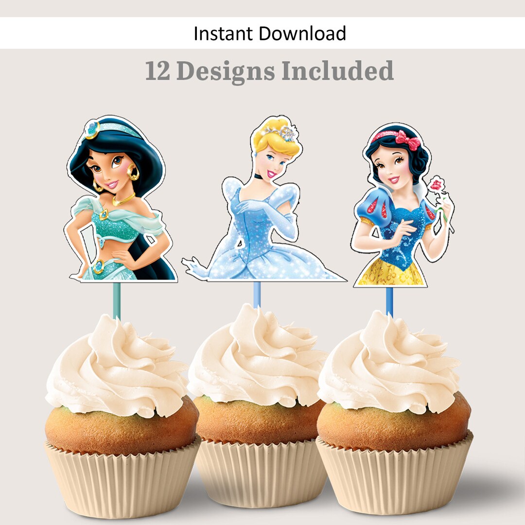 Princess Cupcake Toppers Princess Cake Topper Princess Birthday Party ...