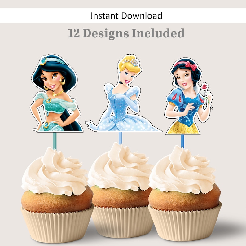 Princess Cupcake Toppers Princess Cake Topper Princess Birthday Party ...