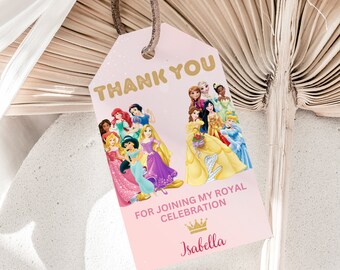 Princess Favor Tags Princess Birthday Thank You Tags Princess Party ...
