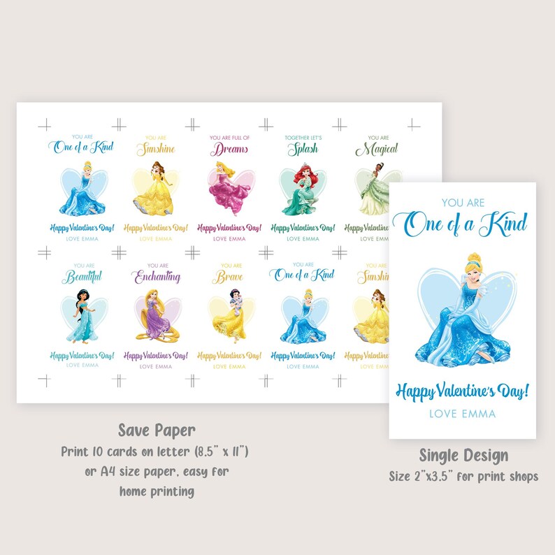 Princess Valentine Day Card Princesses Valentine's Day Cards Princesses ...