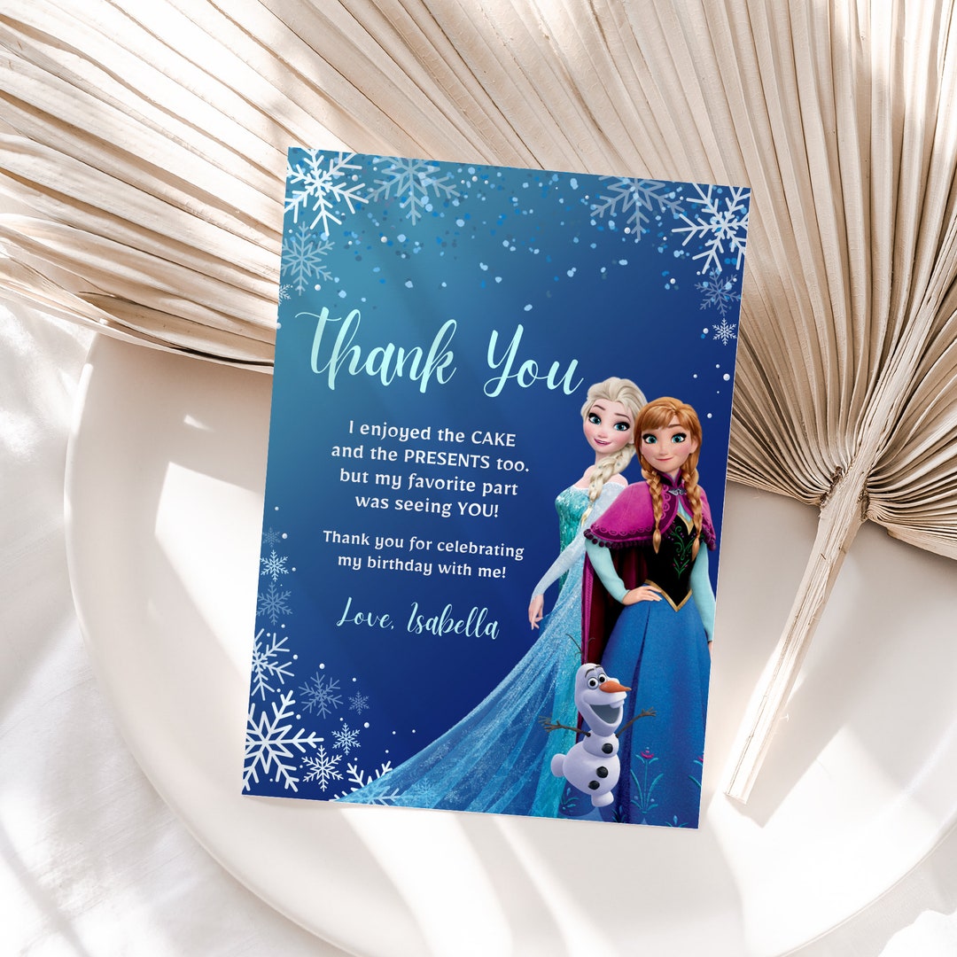 Frozen Thank You Card Frozen Thank You Note Frozen Birthday Elsa Thank ...