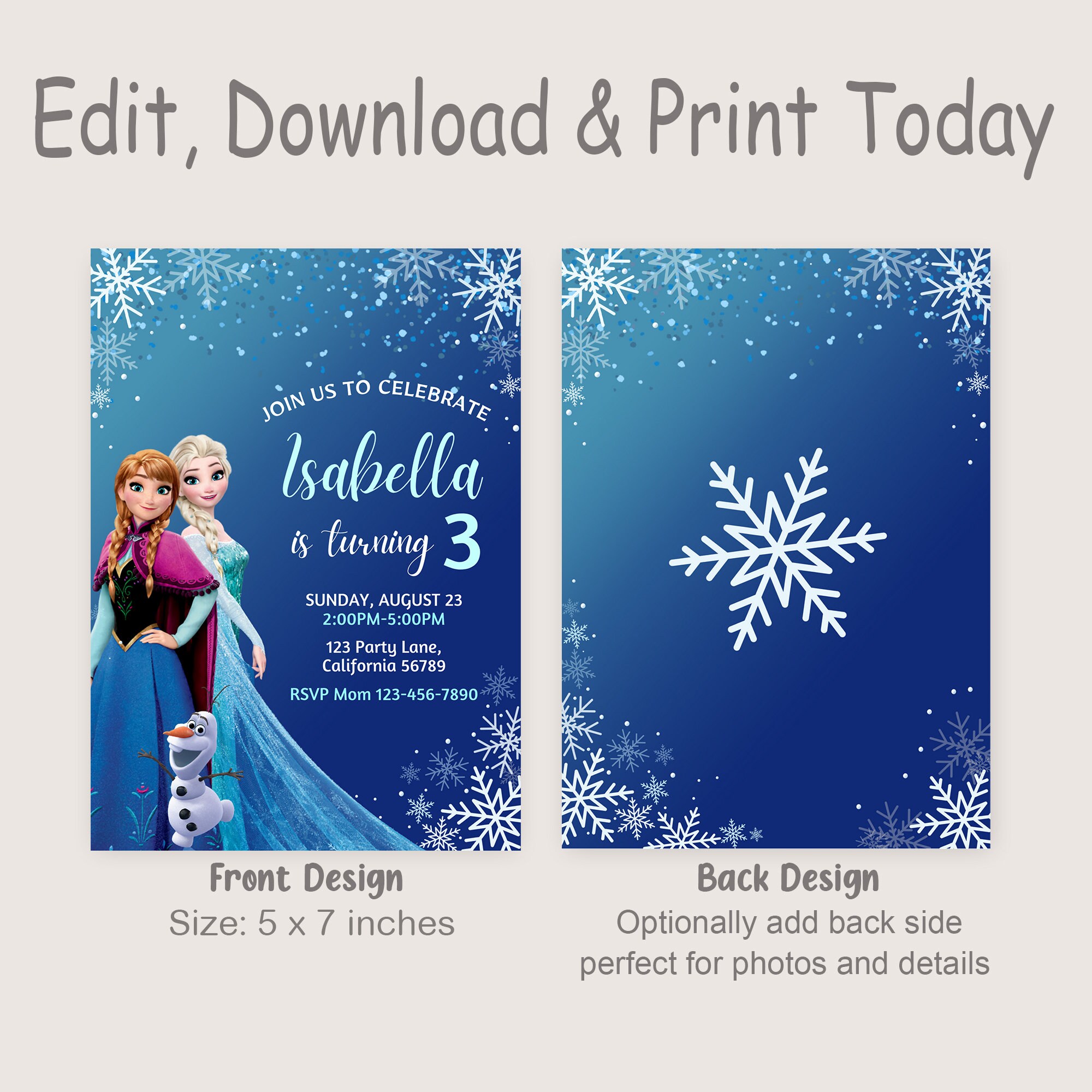 Frozen Birthday Invitation Frozen Invitation Elsa Birthday Invitation ...