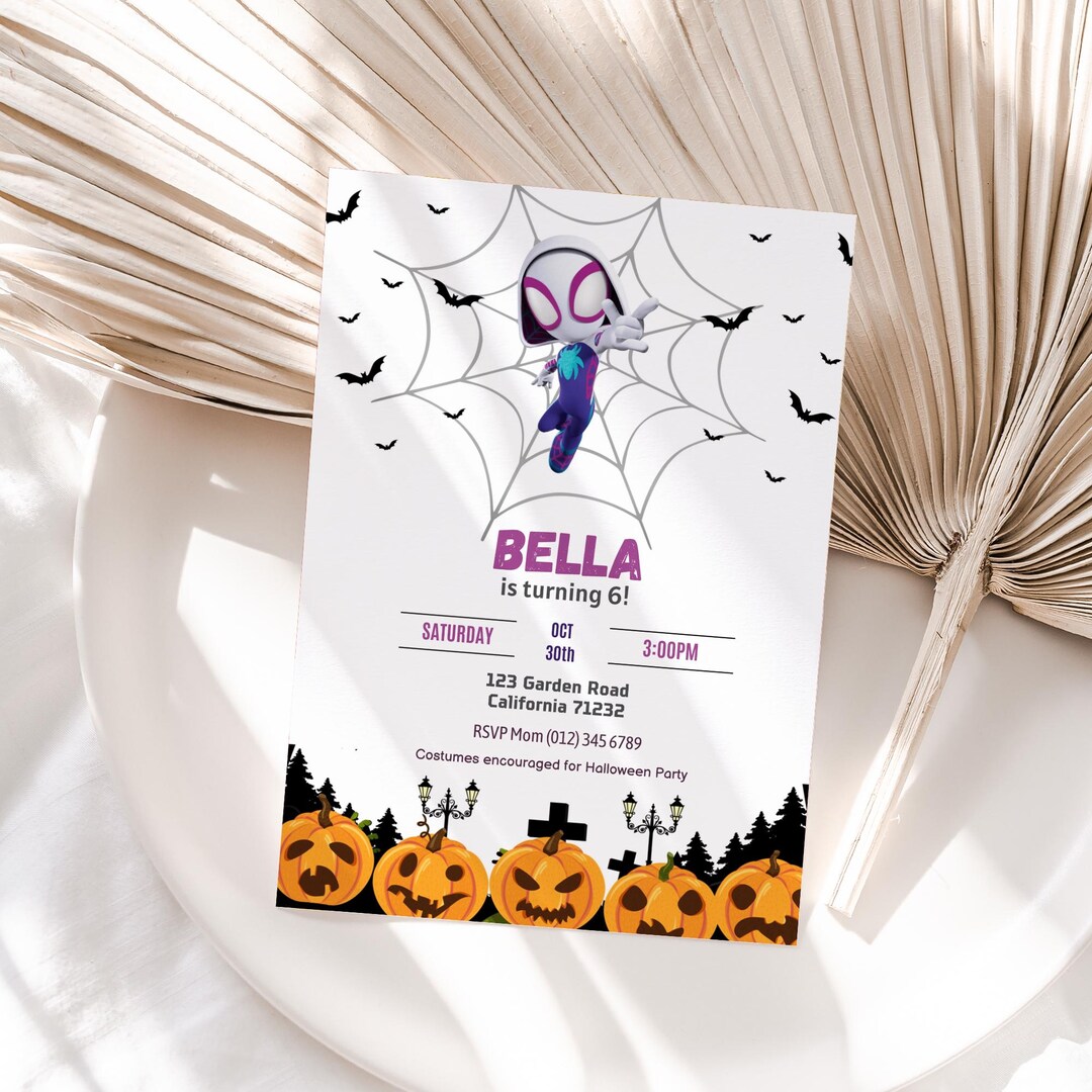 Spidey Halloween Birthday Invitation Spidey and His Amazing Friends ...