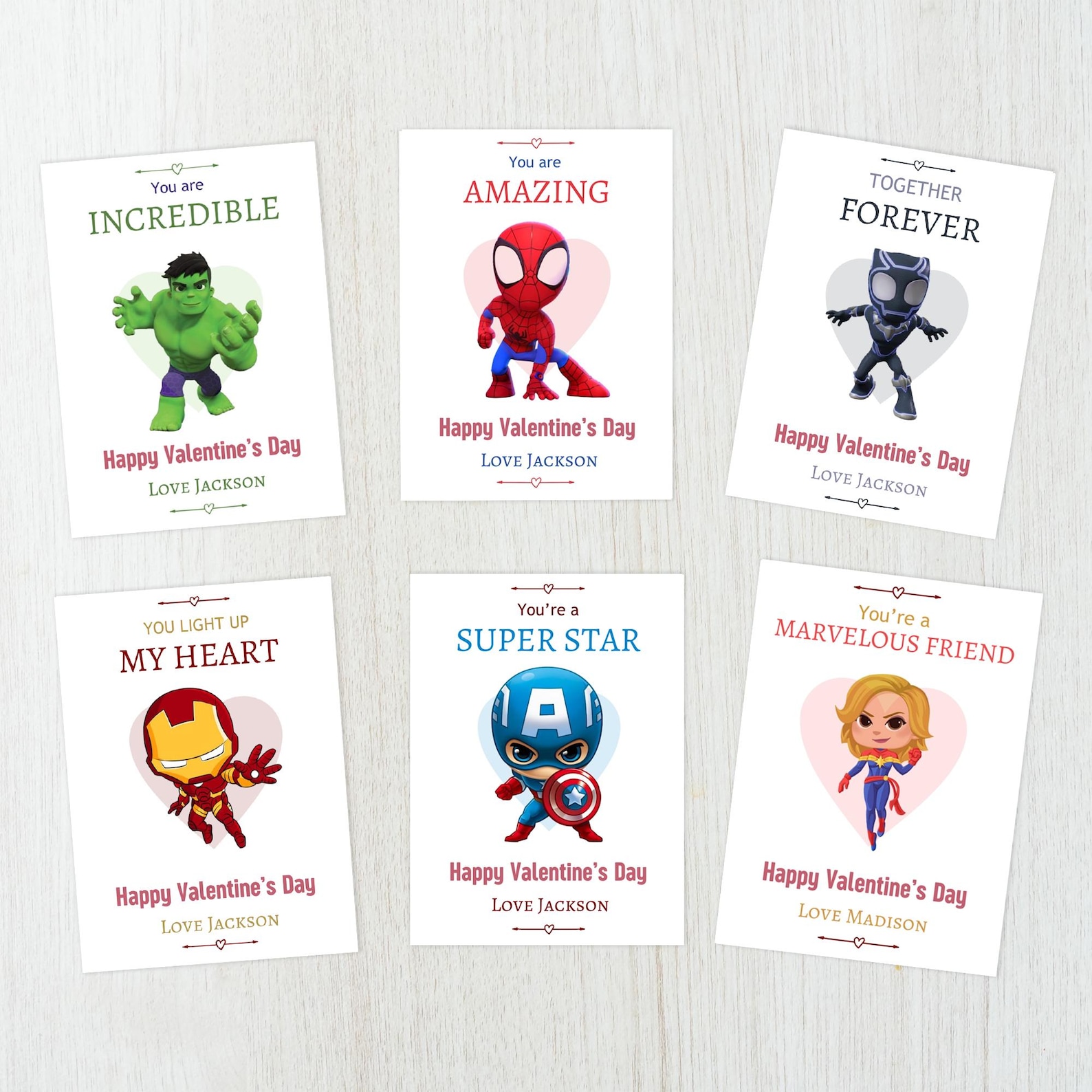 Superhero Valentine's Day Cards Super Hero Classroom Valentines Cards ...