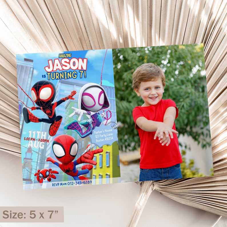 Spidey and His Amazing Friends Birthday Invitation With Photo Spidey ...