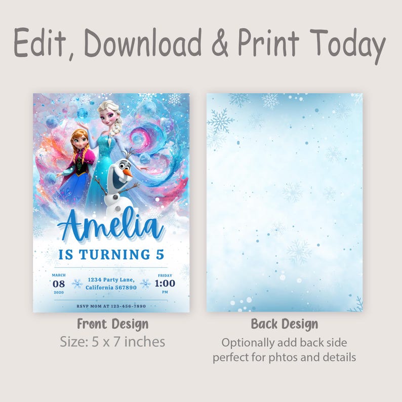 Frozen Birthday Invitation Frozen Invitation Elsa Birthday Invitation ...