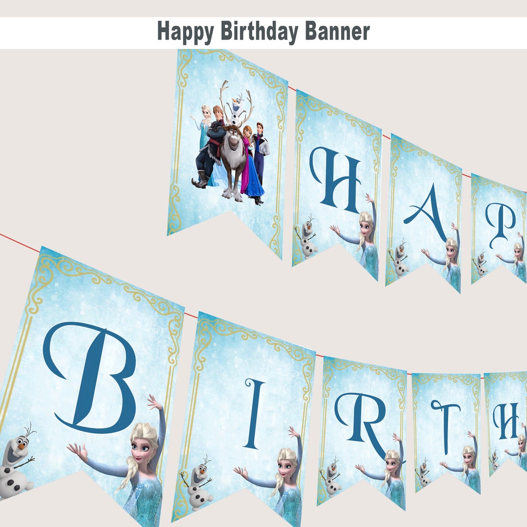 Frozen Birthday Banner Frozen Bunting Happy Birthday Decorations Frozen ...