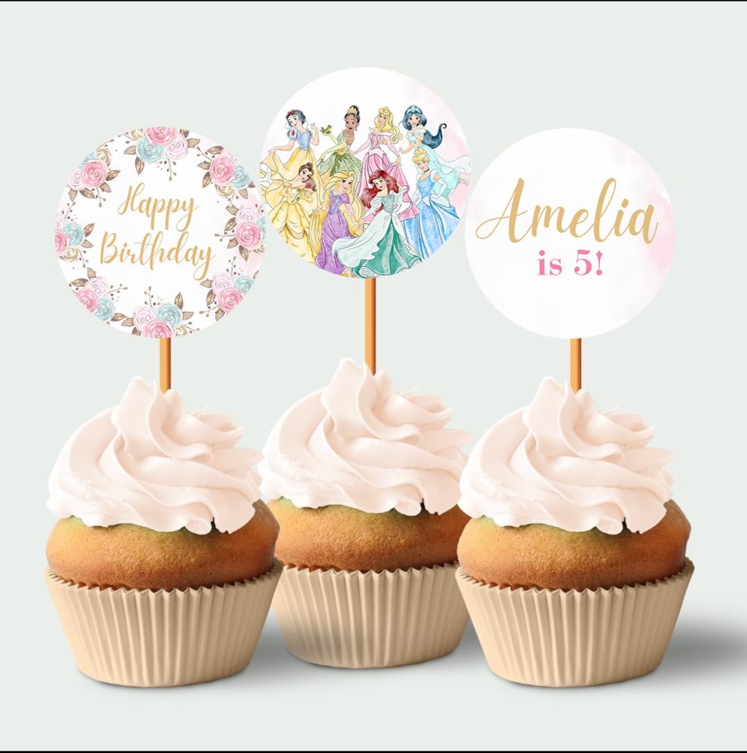 Princess Cupcake Toppers Princess Cake Topper Princess Birthday Party ...