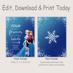 Frozen 4th Birthday Invitation Frozen Four the First Time in Forever ...