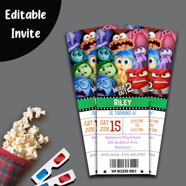 Inside Out Two Birthday Invitation - Etsy