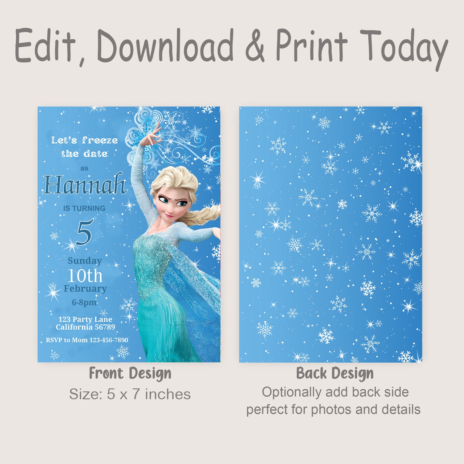 Frozen Birthday Invitation Frozen Invitation Elsa Invitation Frozen ...