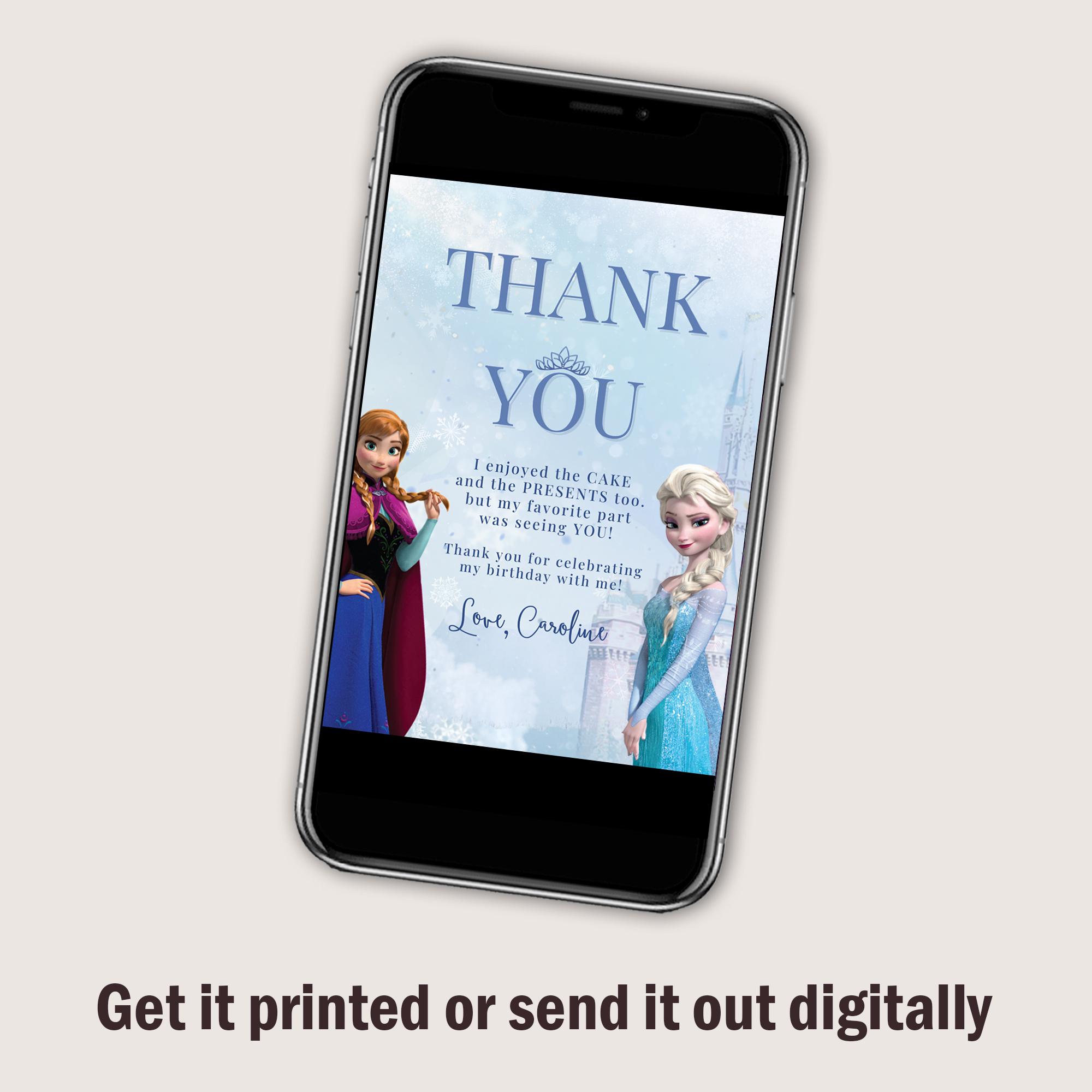 Frozen Thank You Card Frozen Thank You Note Frozen Birthday Elsa Thank ...