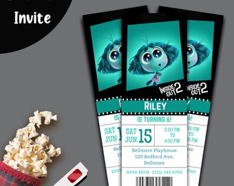 Inside Out 2 Birthday Invitation Inside Out Movie Ticket Invite Inside ...