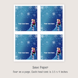 Frozen Food Tent Frozen Birthday Tent Card Frozen Food Label Elsa Food ...