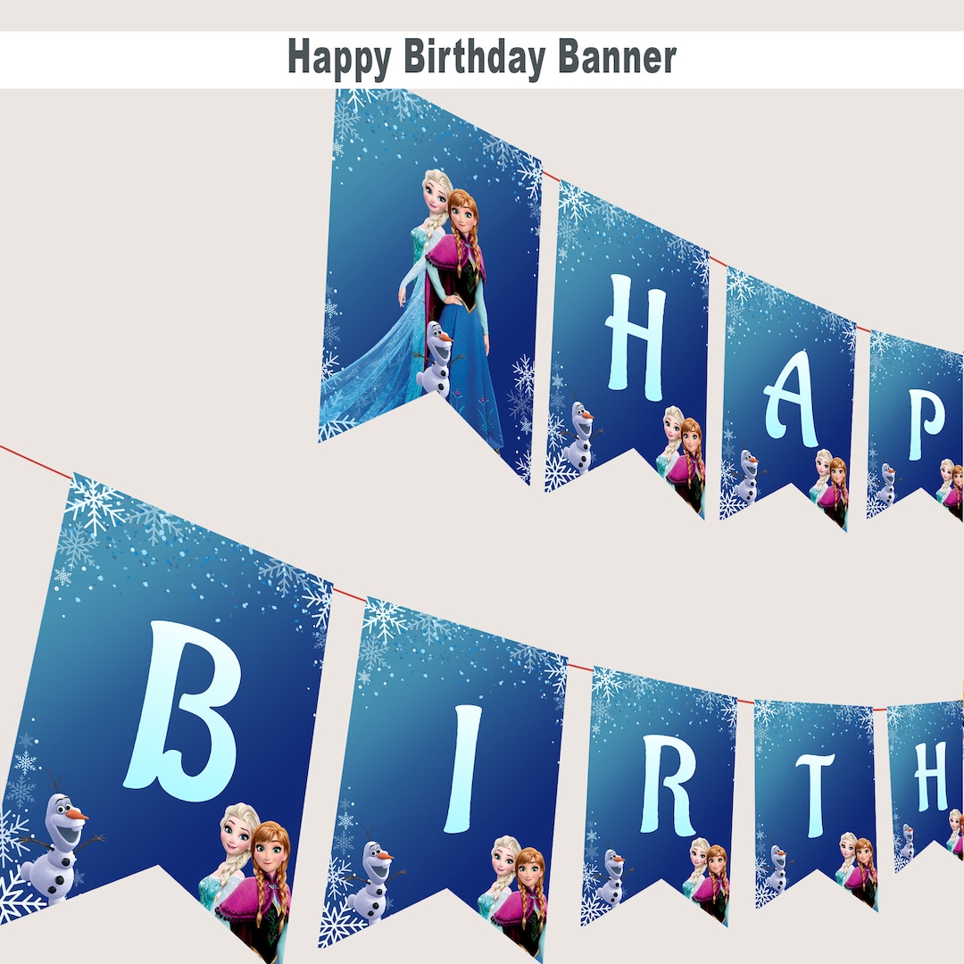 Frozen Birthday Banner Frozen Bunting Frozen Happy Birthday Decorations ...