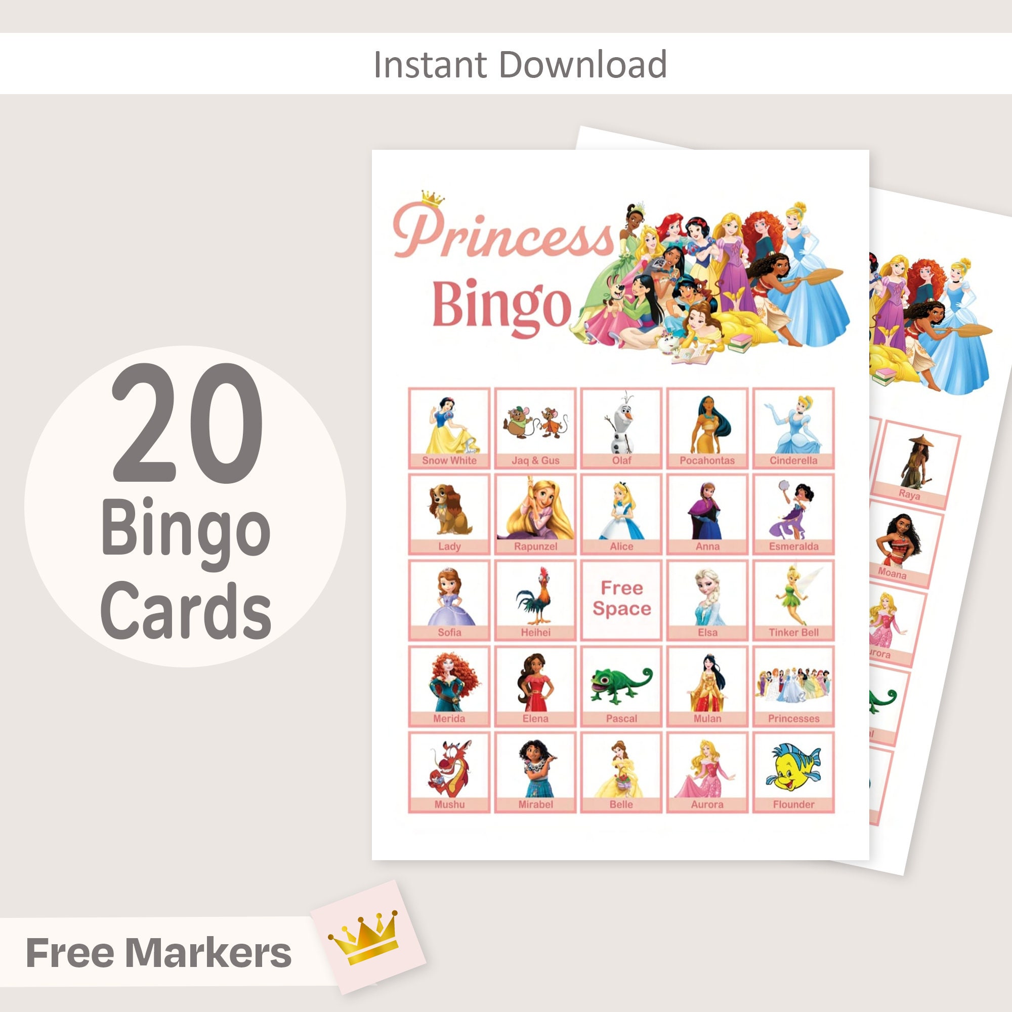 Princess Bingo Princess Games Princess Party Games Princess Birthday ...
