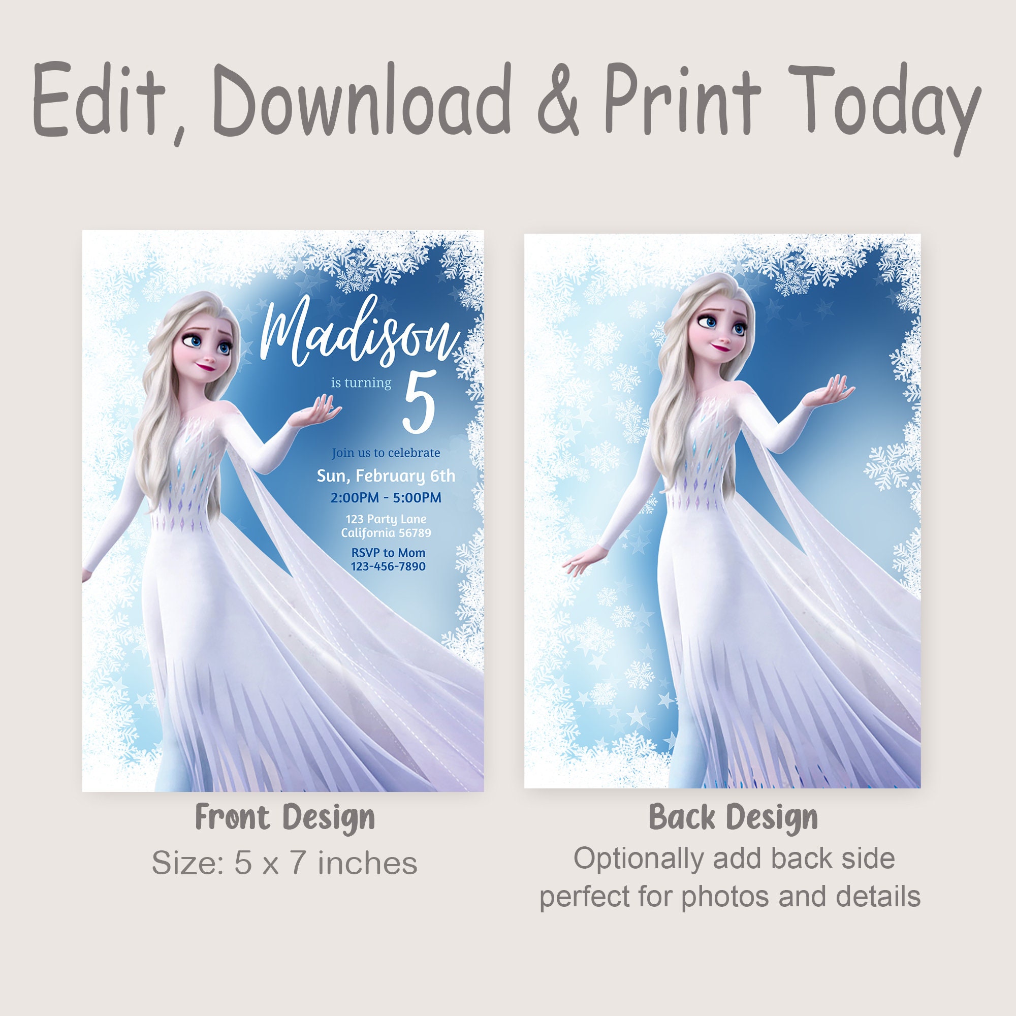 Frozen Birthday Invitation Elsa Birthday Invitation Frozen Invitation ...