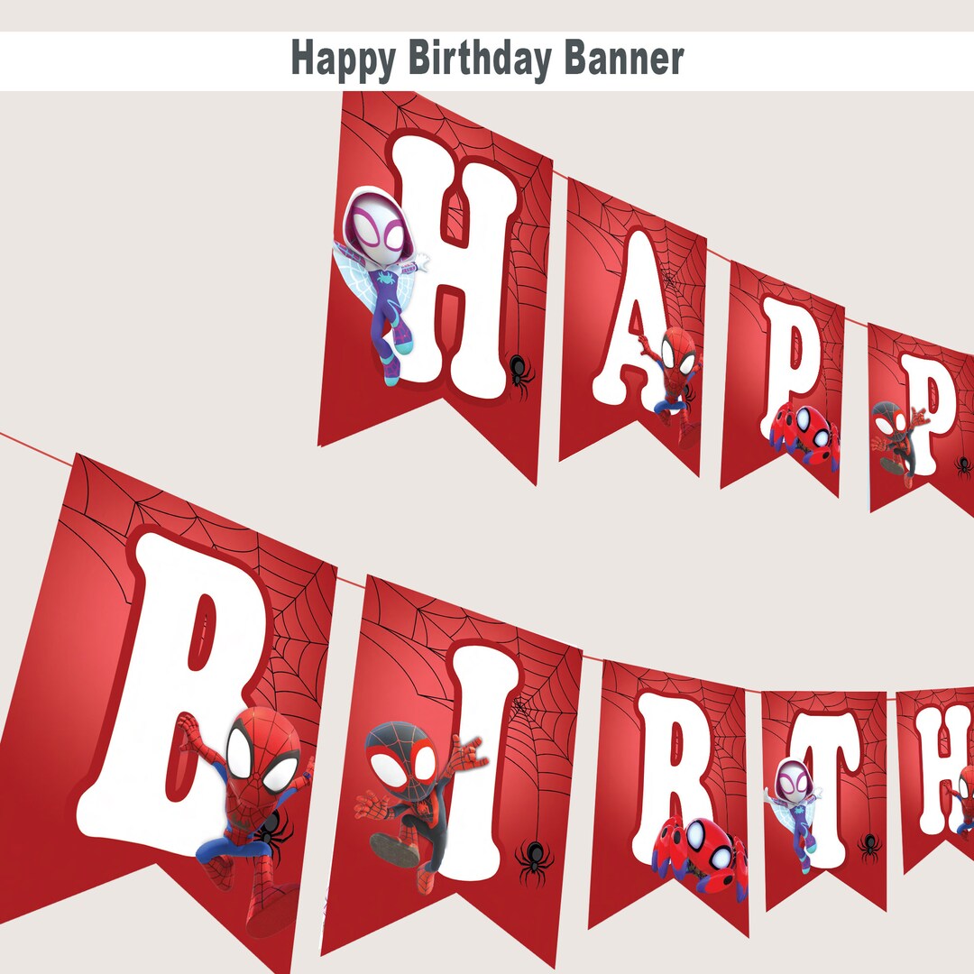 Spidey and His Amazing Friends Birthday Banner Spidey Happy Birthday ...