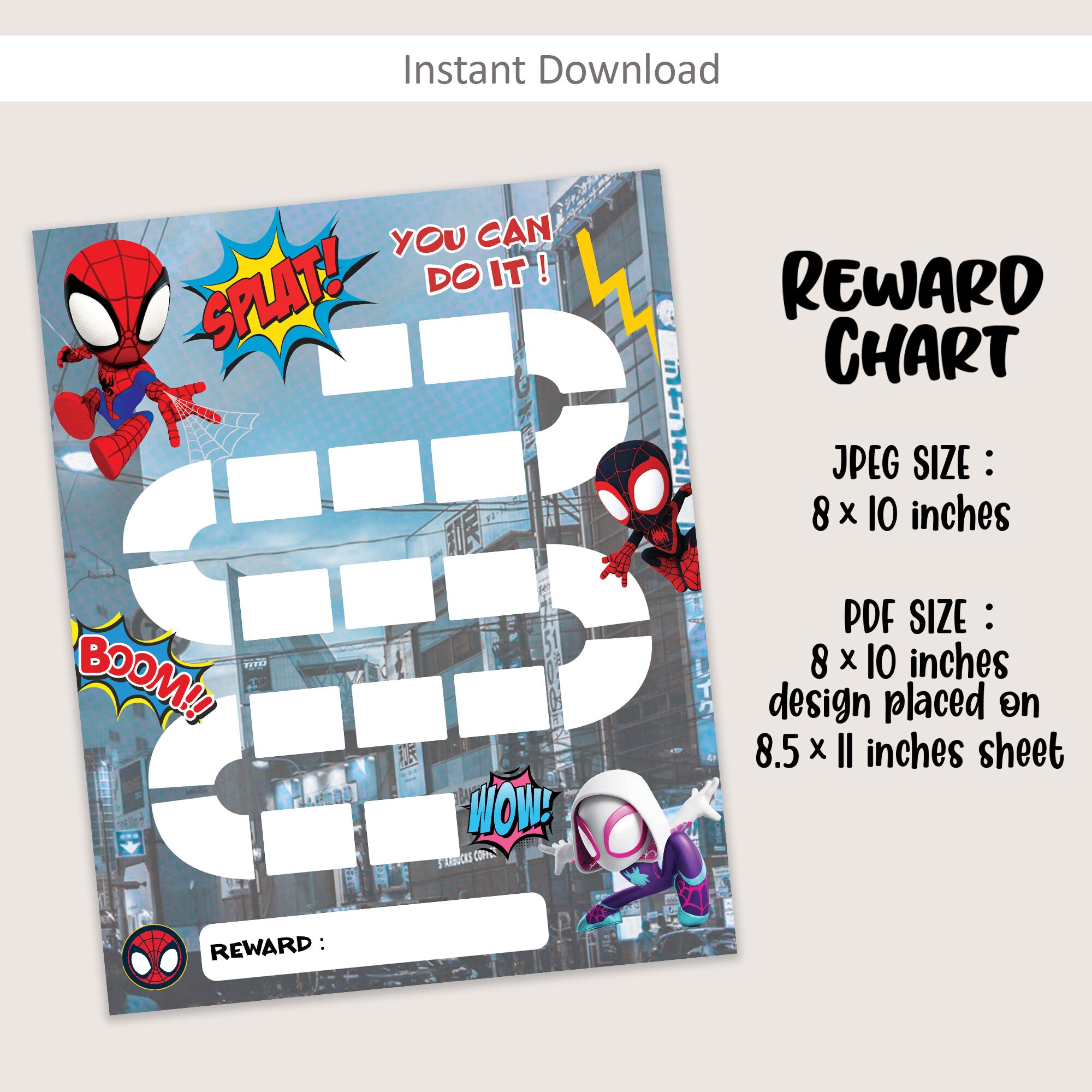 Spidey Reward Chart Spidey and His Amazing Friends Chore Chart Spidey ...