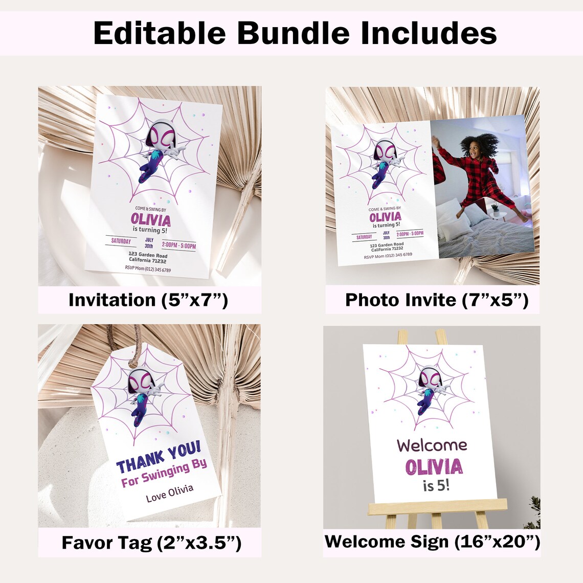 Ghost Spider Birthday Invitation Bundle Spidey and His Amazing Friends ...
