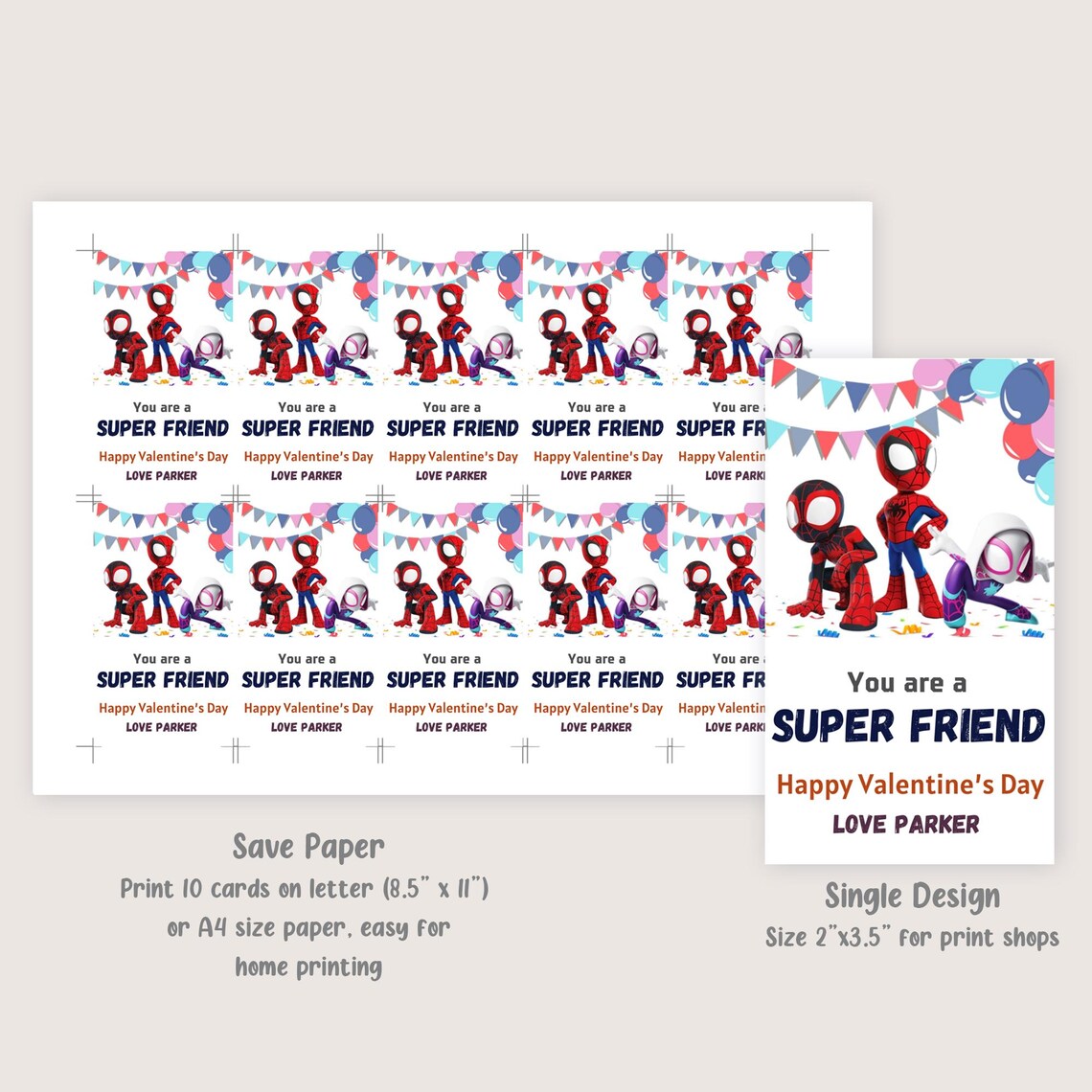 Spidey and His Amazing Friends Valentine's Day Cards Kids Spidey Gift ...