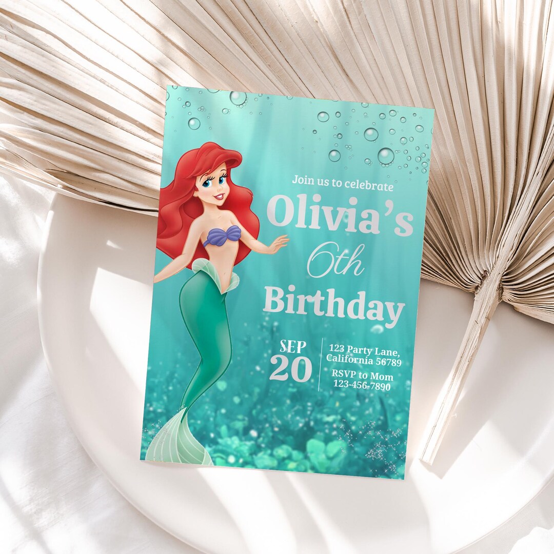 Little Mermaid Birthday Invitation the Little Mermaid Invitation Ariel ...