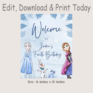 Frozen Welcome Sign Frozen Birthday Sign Elsa Welcome Poster Frozen ...