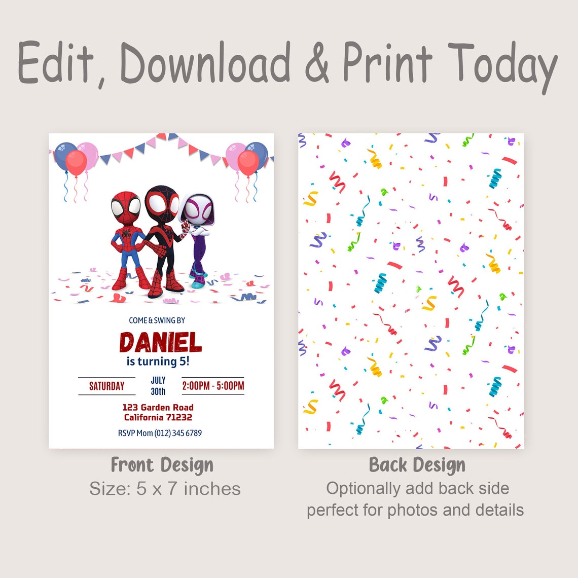 Spin Birthday Invitation Spidey and His Amazing Friends Birthday Invite ...