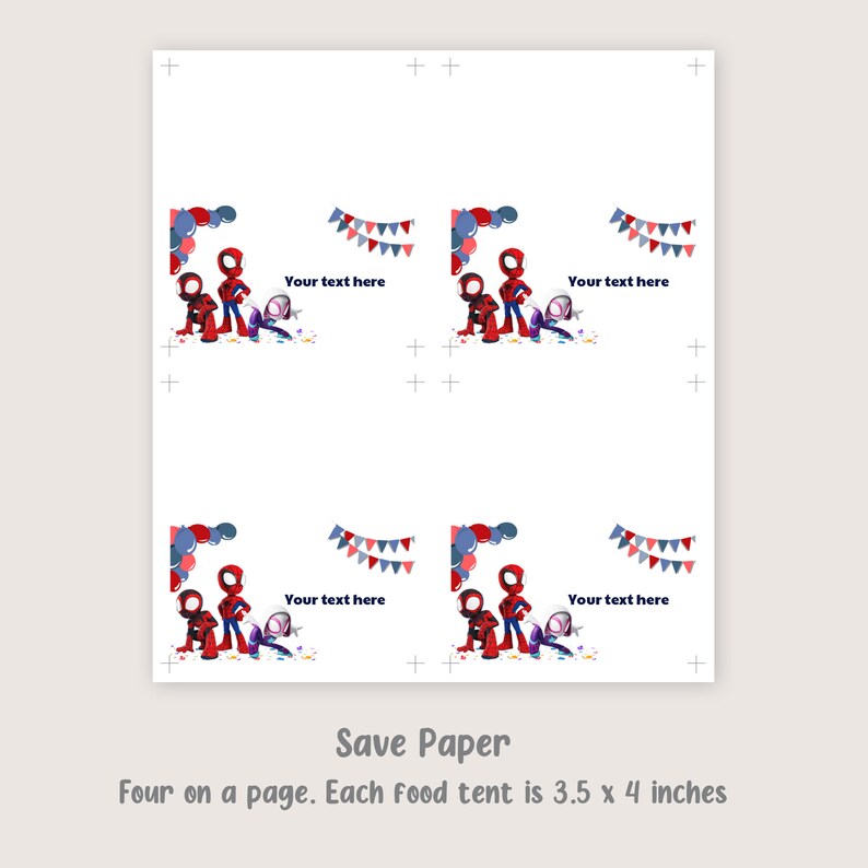 Spidey and His Amazing Friends Food Tent Spidey Birthday Tent Card ...